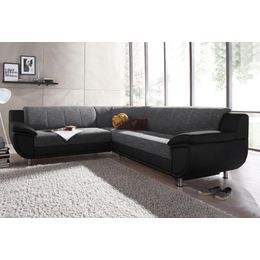 Ecksofa Trendmanufaktur, B:267cm H:85cm T:247cm, schwarz-wei&szlig;, Luxus-Microfaser ALCAZAR (100% Polyester) / Feinstruktur (100% Polyester);Kunstleder