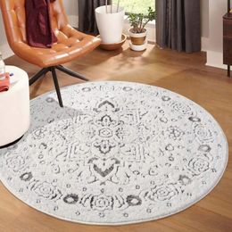 Teppich Carpet City, H:15mm &Oslash;:200cm, grau, Obermaterial: 100% Polyester, Wohnzimmer, Teppiche, "LOUNGE 0638", Kurzflor-Teppich Modern,