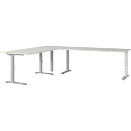 Eckschreibtisch Germania, B:260cm H:91cm T:220cm, silber, B&uuml;ro, Tische, "GW-Agenda", h&ouml;henverstellbar, verf&uuml;gbar in verschiedenen Ma&szlig;en