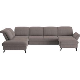 Sit & More Wohnlandschaft SIT & MORE, B:363cm H:88cm T:242cm, grau, 90% Polyester, 10% Polyamid, Sofas, "Leandro U-Form", Wahlweise mit Bett-, Kopfteil - und