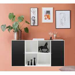 Sideboard, B:136cm H:69cm T:32,5cm, schwarz-wei&szlig;, HAMMEL FURNITURE, Massivholz, Spanplatte, Wohnzimmer, Sideboards, "Mistral Kubus", mit T&uuml;ren,