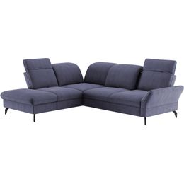 Sit & More Ecksofa SIT & MORE, B:288cm H:88cm T:242cm, blau, 90% Polyester, 10% Polyamid, Wohnzimmer, Sofas, "Leandro L-Form", Wahlweise mit Bett-, Kopfteil -