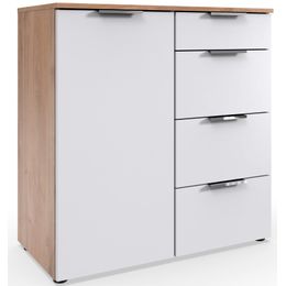 Kombikommode wimex, B:81cm H:84cm T:41cm, wei&szlig;, Spanplatte, Schlafzimmer, Sideboards, "Level by fresh to go", 1-t&uuml;rig, mit 4 Schubladen und
