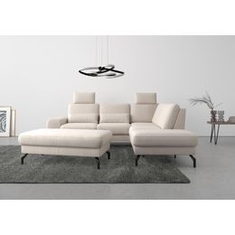 Sit & More Ecksofa SIT & MORE, B:260cm H:91cm T:226cm, grau, Wohnzimmer, Sofas, "Cinturo L-Form", inklusive Sitztiefenverstellung und Federkern, Sitzh&ouml;he 48 cm