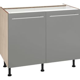 Unterschrank Optifit, B:100cm H:87cm T:58,4cm, grau, K&uuml;che, Schr&auml;nke, "Bern", 100 cm breit, mit 2 T&uuml;ren, mit h&ouml;henverstellbaren F&uuml;&szlig;en