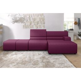 Ecksofa Egoitaliano, B:384cm T:98cm, pink, 100% Polyester. Wasserabweisende Mikrofaser., Wohnzimmer, Sofas, "Babouche, Designsofa mit