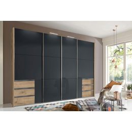 Schwebet&uuml;renschrank wimex, B:300cm H:216cm, grau, Schr&auml;nke, "Level by fresh to go", mit Glast&uuml;ren und Synchron&ouml;ffnung