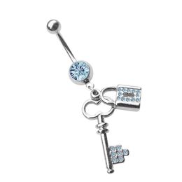 Adelia&acute;s ADELIA ́S Damen Bauchnabelpiercing "Piercing Piercing Bauchnabelpiercing", blau, Chirurgiestahl, Piercings, 316l Stahl Banane - mit Schloss Schl&uuml;ssel