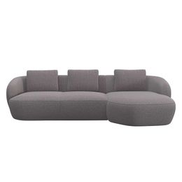 Wohnlandschaft FLEXLUX, B:276cm H:85cm T:146cm, braun, Sofas, "Torino, rund, L-Form, Sofa-Ecke mit Recamiere, Longchair-Sofa", Modernes, organisches
