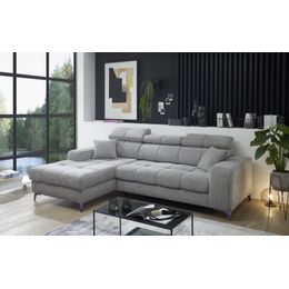 Ecksofa, B:268cm H:86cm T:172cm, grau, ED EXCITING DESIGN, 92% Polyester, 8% Nylon, Wohnzimmer, Sofas, "Sydney L-Form mit Bettfunktion, Bettkasten,