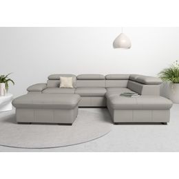 Ecksofa Home Affaire, B:272cm H:73cm T:226cm, grau, Luxus-Microfaser Lederoptik (100% Polyester);Luxus-Microfaser weich (9)0% Polyester / 10%