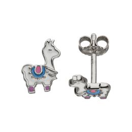 Jobo Kinder Paar Ohrstecker "Lama wei&szlig;", Silber 925 (Sterlingsilber), wei&szlig;, Silber 925 (Sterlingsilber), Ohrringe, 925 Silber