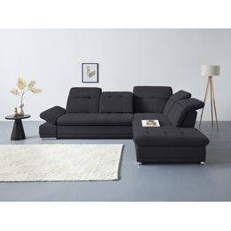 Ecksofa COTTA, B:310cm H:86cm T:265cm, schwarz, 90% Polyester, 10% Polyamid, Wohnzimmer, Sofas, "Holiday L-Form mit Sitztiefen-, Armteil- und