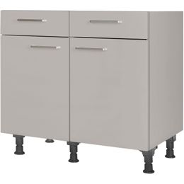 Unterschrank Nobilia, B:90cm H:87cm T:58,3cm, grau, K&uuml;che, Schr&auml;nke, ""Touch", vormontiert, Breite 90 cm, Soft-Close-Funktion", bei den Schubk&auml;sten,