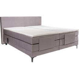 Boxspringbett Alina, B:172cm L:212cm, grau, Samt DMO (100% Polyester), Jugendzimmer, Komplettbetten, "Powell", inkl. Motor, Matratze und Topper, in