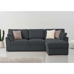 Ecksofa Home Affaire, B:246cm H:88cm T:156cm, grau, 100% polyester, Wohnzimmer, Sofas, "Citry", Breite 246 cm, Chenille, Bettfunktion, Bettkasten,