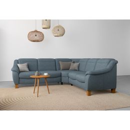 Ecksofa Home Affaire, B:270cm H:91cm T:250cm, blau, 100% Polyester, Wohnzimmer, Sofas, "Caldera L-Form", Federkern, wahlweise mit