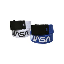 MisterTee Damen H&uuml;ftg&uuml;rtel "MisterTee Unisex NASA Belt Kids 2-Pack"wei&szlig;, blau, 100% Polyester, G&uuml;rtel