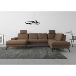 Sit & More Wohnlandschaft SIT & MORE, B:345cm H:91cm T:226cm, braun, Sofas, "Cinturo U-Form", inklusive Sitztiefenverstellung und Federkern, Sitzh&ouml;he 48 cm