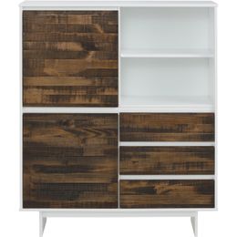 Highboard OTTO HOME, B:100cm H:120cm T:35cm, braun, Wohnzimmer, Sideboards, "Morgan Midischrank", Kommode aus massivem Kiefernholz, eingefr&auml;ste
