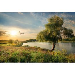 papermoon Fototapete "Fluss in Landschaft", B/L: 4m x 2,6m, Bahnen: 8 Stk., bunt, Schlafzimmer, Tapeten