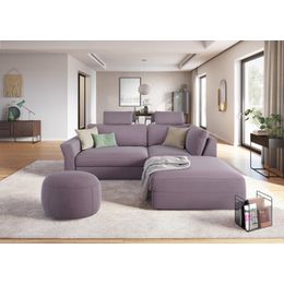 Sit & More Ecksofa SIT & MORE, B:243cm H:80cm T:198cm, lila, Samtoptik (100% Polyester);Soft clean (98% Polyester, 2% Polyamid);Struktur fein (100% Polyester),