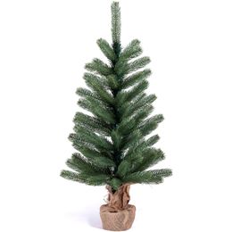 IC WINTERWORLD K&uuml;nstlicher Weihnachtsbaum "Tannenbaum, k&uuml;nstlicher Christbaum", H: 90cm bis, gr&uuml;n, Weihnachtsb&auml;ume, Weihnachtsdeko mit Jutebeutel um