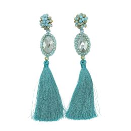 Damen Paar Ohrclips "Quaste", blau, Collezione Alessandro, Glas, Ohrringe