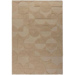 Wollteppich FLAIR RUGS, B:200cm H:8mm L:290cm, beige, Wolle, Wohnzimmer, Teppiche, "Gigi", aus 100% Wolle, geometrisches Design,