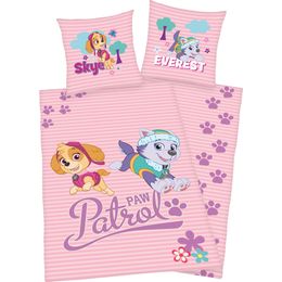 Kinderbettw&auml;sche PAW PATROL, rosa, Linon, Obermaterial: 100% Baumwolle, Bettw&auml;sche, "Skye und Everest", mit tollem PAW PATROL Motiv