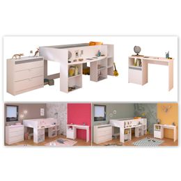 Jugendzimmer-Set Parisot, B:132cm H:104cm T:205cm, wei&szlig;, Spanplatte, Schlafzimmerm&ouml;bel-Sets