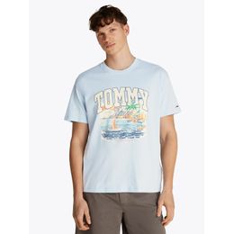 Tommy Jeans Herren T-Shirt "TJM RLX ARCH SAILING SS TEE EXT", blau, Gr. M, bedruckt, Single Jersey, Obermaterial: 100% Baumwolle, Shirts, mit gro&szlig;em,