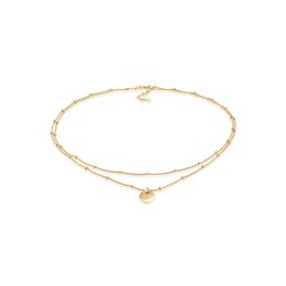 Elli Damen Collier "Choker Layer Pl&auml;ttchen Kugelkette 925 Silber", 36, ohne Stein, Silber 925 (Sterlingsilber), L: 36, gold, Silber 925