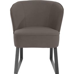 Sessel, B:66cm H:80cm T:69cm, grau, exxpo - SOFA FASHION, Wohnzimmer, Sessel, "Americano, Loungesessel", mit Keder und Metallf&uuml;&szlig;en, Bezug in