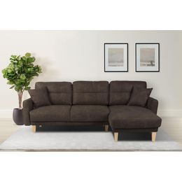 Ecksofa Home Affaire, B:234cm H:89cm T:164cm, braun, Wohnzimmer, Sofas, "TRIPLO optionale Schlafsofa mit Bettkasten, Ma&szlig;e B/T/H: 234/164/89 cm",