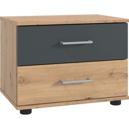 Nachtkommode wimex, B:52cm H:40cm T:38cm, grau, Holzwerkstoff, Sideboards, "Taiga", mit 2 Schubladen, 52cm breit