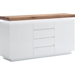 Sideboard MCA furniture, B:150cm H:81cm T:40cm, wei&szlig;, MDF, Massivholz, Wohnzimmer, Sideboards, "Romina", mit LED Beleuchtung wei&szlig; dimmbar, inkl.