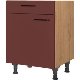 Unterschrank Nobilia, B:60cm H:87cm T:58,3cm, rot, K&uuml;che, Schr&auml;nke, ""Easytouch", Ausrichtung w&auml;hlb., vormontiert, in den Breiten 30, 45 &", 60 cm