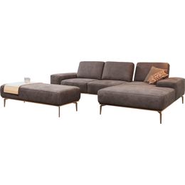 Ecksofa W.Schillig, B:299cm H:88cm T:178cm, braun, Longlife Xtra-Leder Z73: Naturwalkleder der Luxusklasse aus den erlesensten Rohh&auml;uten. Hautst&auml;rke