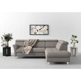 Sit & More Ecksofa SIT & MORE, B:252cm T:216cm, grau, 100% Polyester, Wohnzimmer, Sofas, "Marano L-Form", inklusive Kopfteilverstellung, wahlweise mit