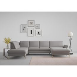 Sit & More Wohnlandschaft SIT & MORE, B:338cm H:84cm T:207cm, grau, Sofas, "Fashion U-Form", wahlweise mit Kopfteilverstellung, Vorziehsitz, motorisch,