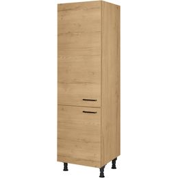 K&uuml;hlmodul Nobilia, B:60cm H:216,6cm T:58,3cm, braun, Schr&auml;nke, ""Structura", f&uuml;r ein K&uuml;hl- und Gefrierschrank, Ausrichtung w&auml;hlbar", vormontiert,