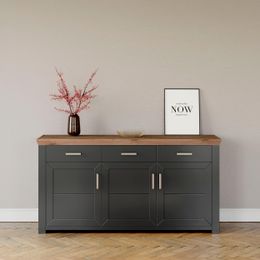 Sideboard, B:184cm H:95cm T:51cm, grau, SET ONE BY Musterring, Wohnzimmer, Sideboards, "York", Typ 52, in 3 Farbvarianten, Landhaus-Stil, B 184 x H