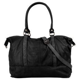 Samantha Look Damen Reisetasche, schwarz, Leder, leicht gl&auml;nzend, unifarben, Taschen, echt Leder, Made in Italy