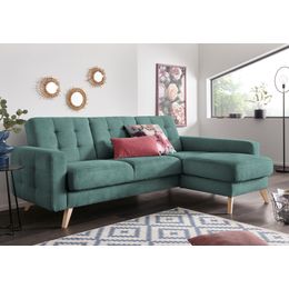 Ecksofa, B:222cm H:87cm T:156cm, blau, exxpo - SOFA FASHION, Samtvelours (100% Polyester);Webvelours (100% Polyester), Wohnzimmer, Sofas, "Nappa,