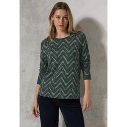 Cecil Damen Langarmshirt, gr&uuml;n, Gr. XXL, gemustert, Web, 48% Baumwolle, 48% Modal, 4% Elasthan, Shirts, mit grafischem Muster
