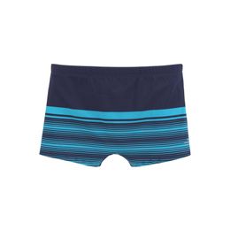 Venice Beach Herren Boxer-Badehose, blau, Gr. 4, gestreift, Polyamid, Badehosen, im Streifendesign