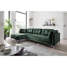 Ecksofa TRENDS BY HG, B:275cm H:75cm T:158cm, gr&uuml;n, Wohnzimmer, Sofas, "Landau L-Form", in Cord-Stoff mit Metallfu&szlig;
