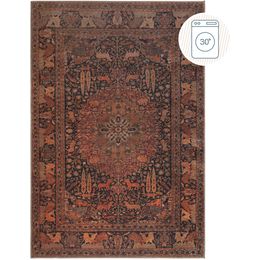 Teppich FLAIR RUGS, B:190cm H:4mm L:290cm, rot, Kunstfaser, Wohnzimmer, Teppiche, "Nico", Waschbarer Traditioneller Teppich