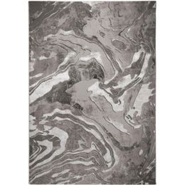 Teppich FLAIR RUGS, B:120cm H:12mm L:170cm, silber, Kunstfaser, Wohnzimmer, Teppiche, "Marbled", dezenter Glanz, mehrfarbig, modernes Marmor-Design